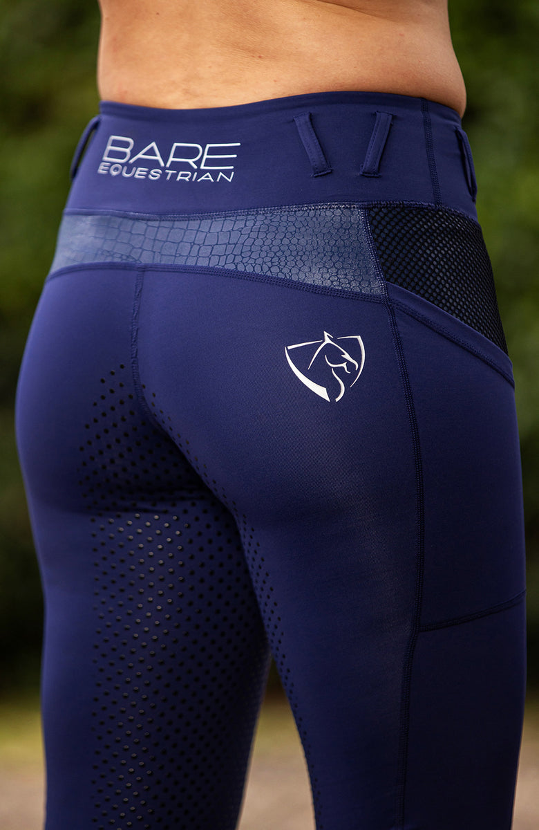 BARE Performance Riding Tights - Navy Croc – BARE Equestrian